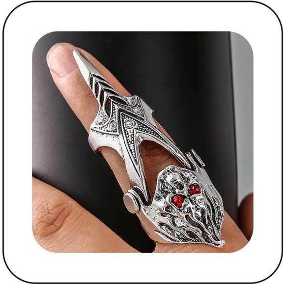 Other | Vacaonio Gothic Skull Finger Ring Silver Human Skull Ring Skull ...